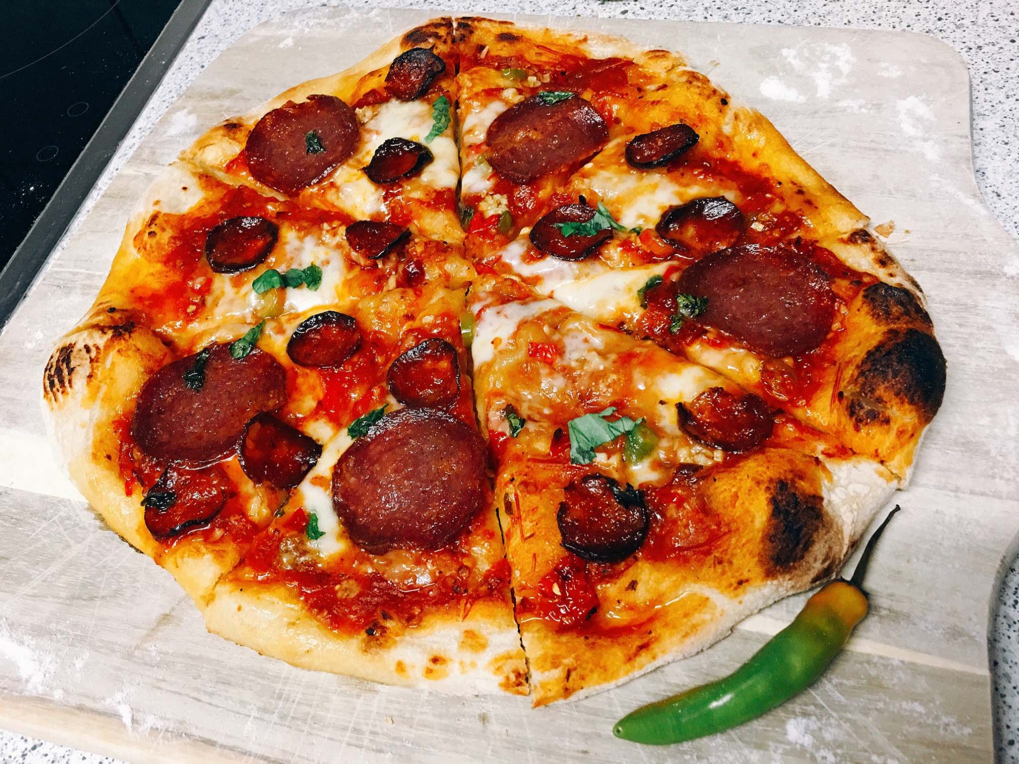 Pizza Diavola with hot salami | Devil Pizza recipe